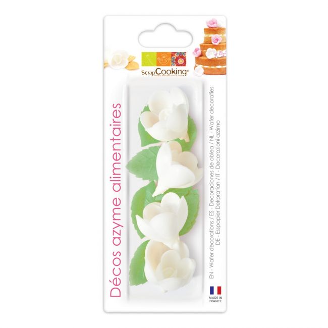 ScrapCooking Esspapier Dekoration Rosen Weiß 4 Stk. — KuchenShop